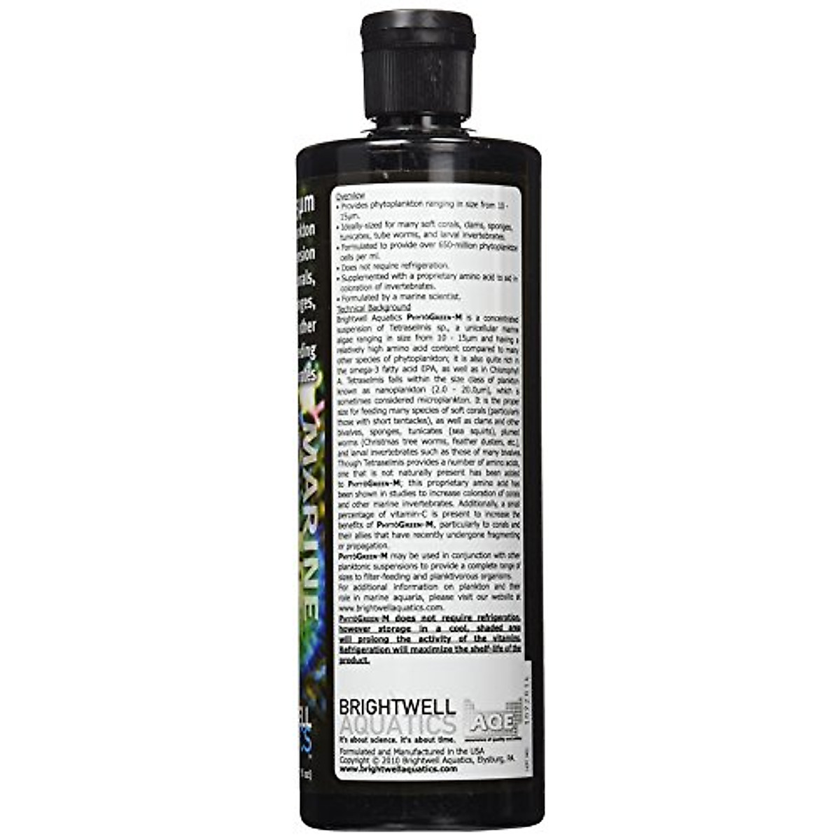 Brightwell Aquatics 10-15 Micron PhytoGreen-M Green Phytoplankton Aquarium Supplement, 500 mL, 16.91 Fl Oz (Pack of 1)
