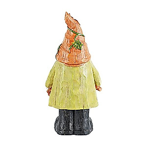 Topadorn Fall Garden Gnome Statue,Autumn Gnome Figurine with Fruit Grape Light on Hand for Fall, Thanksgiving House, Lawn Decor
