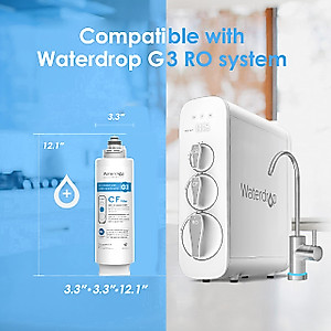 Waterdrop WD-G3-CF Filter, Replacement for WD-G3-W, WD-G3P600 and WD-G3P800-W Reverse Osmosis System, 6-month Lifetime