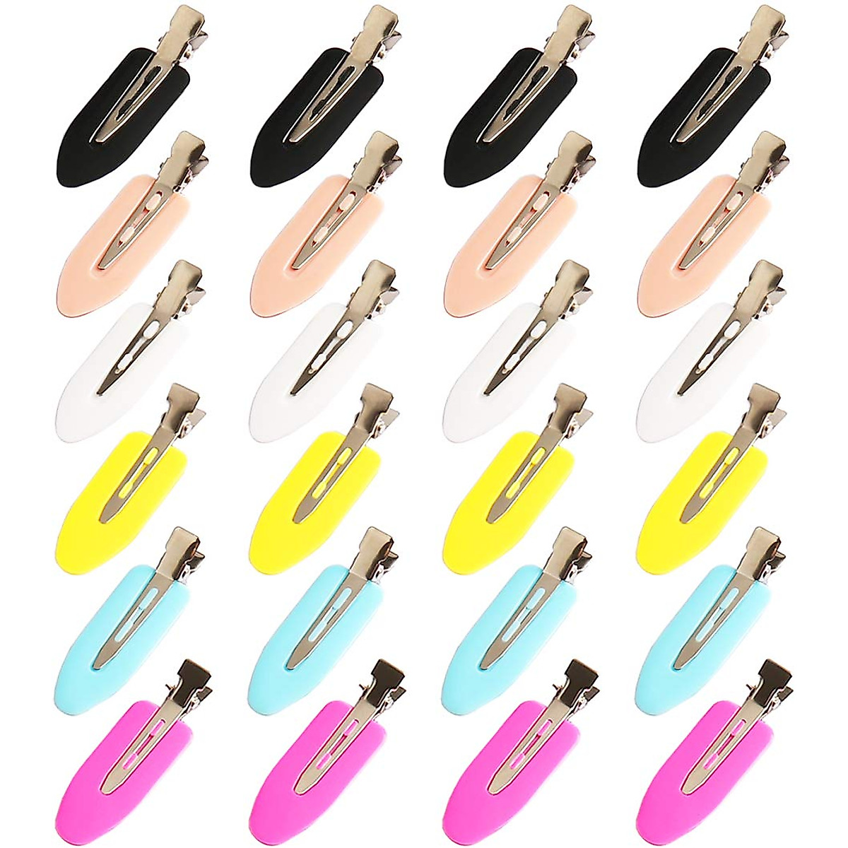 Messen 24 Pieces No Bend Hair Clips Seamless Side Bangs Fix Fringe Curl Pin Barrette No Crease Hair Clip for Makeup Washing Face Accessories Women Girls (Pink,White,Yellow,Blue,Black,Rose Red)