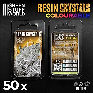 Green Stuff World GSWD-2538 Clear Resin Crystals, Transparent, Medium Size, 50 Pieces, Diorama Material