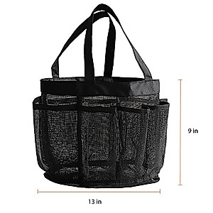 Venupple Mesh Shower Caddy with 8 Pockets, Dorm Shower Caddy Large Capacity, Bathroom Caddy Organizer, Black