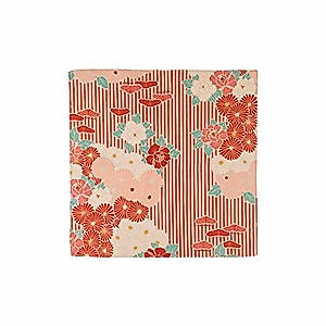 NOREN Furoshiki Wrapping Cloth Small 19.7 inches (50 cm) (Retro Flower Red), Made in Japan 100% Cotton Japanese Bento Lunch Bag Japanese Bandana