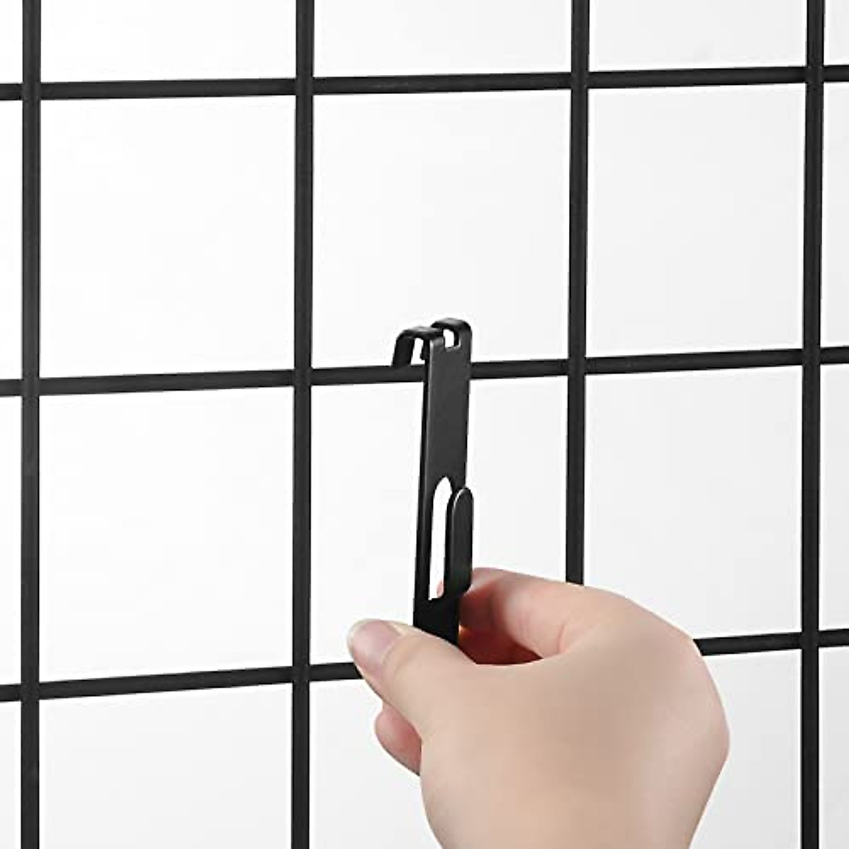 25 Pcs Black Notch Hook for Wire Grid Wall Picture Hook Metal Display Hook Hanger Utility Notch Grid Wall Hangers Grid Wall Accessories for Photo Frame Painting Arts Center Grid Panel