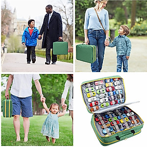 KISLANE 96 Toy Cars Storage Case Compatible with Toy Cars, Toy Cars Organizer Storage for Mini Toys, Toy Cars Car, Matchbox Cars, Small Dolls(Bag Only) (Green)