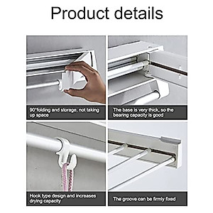 XUANIIIL Wall Mounted Drying Rack Clothing for Laundry Foldable, Collapsible Clothes Drying Rack Folding Indoor, Laundry Dryer Hanger Rack with 7 Rods, for Laundry/Bathroom