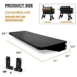 BAC442 Pro 780 Ironwood 885 Pellet Grill Folding Front Shelf, Black BAC442