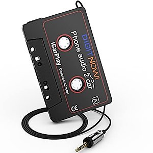 DIGITNOW Car Audio Cassette to Aux Adapter, 3.5mm Audio Cable Tape Player for Smartphone/MP3 Player/CD Player, 4.6 Inch Cable(Black)