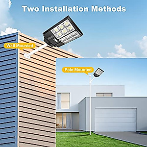 BUYTHA 1000W Solar Street Lights Outdoor - 6500K LED Street Light Dusk to Dawn, Solar Parking Lot Lights, LED Solar Outdoor Light Waterproof Motion Sensor and Remote Control