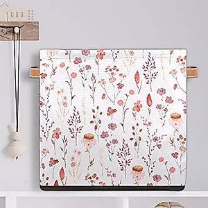 Wildflowers Watercolor Floral Print Storage Basket Bins for Organizing Pantry/Shelves/Office/Girls Room, Spring Flower Storage Cube Box with Handles Collapsible Toys Organizer 13x13