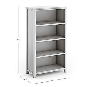 Guidecraft Deluxe Taiga 4-Shelf Bookcase 54" - Gray: Wooden Storage Organizer Cubby - Display Bookshelf for Home Office School