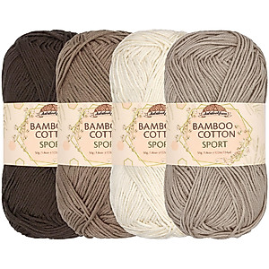 JubileeYarn Bamboo Cotton Sport Yarn - 50g/Skein - Shades of Brown - 4 Skeins