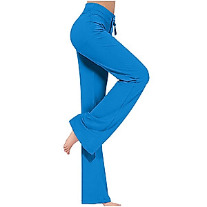 MINzYI Cargo Pants Women High Waist Stretch Flare Leggings Casual Workout Bootcut Yoga Pants Wide Leg Sweatpants with Pockets