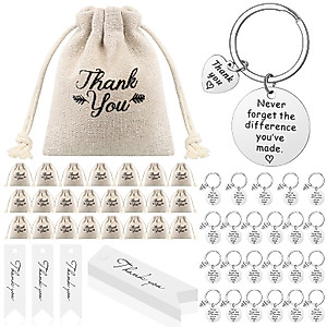Huquary 72 Pcs Employee Appreciation Gifts Bulk Thank You Keychain Include Coworker Appreciation Keychains Drawstring Bags Thank You Tags For Office Teacher Nurse Graduation Team Gifts