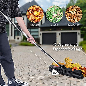 MASTERTOP 24 Inches Push Broom Outdoor, Multi-Surface Outdoor Brooms, Heavy Duty Floor Scrub Brush with Stiff Bristles for Cleaning Patio Garage Deck Yard Patio