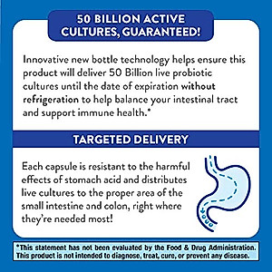 Nature's Way Fortify Daily Probiotic + Prebiotic for Men and Women, 50 Billion Live Cultures, Extra Strength Digestive and Immune Health Support* Supplement, 30 Capsules