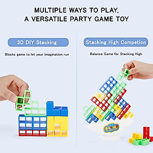 DEWEL 48Pcs Stacking Blocks Game, Board Stacking High Balance Challenge Game for Adults, Kids, Family Games, Parties, Travel