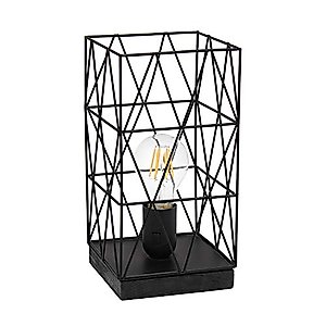Simple Designs LT1073-BLK Geometric Square Metal Table Lamp, Black 5.13 x 5.13 x 10.25