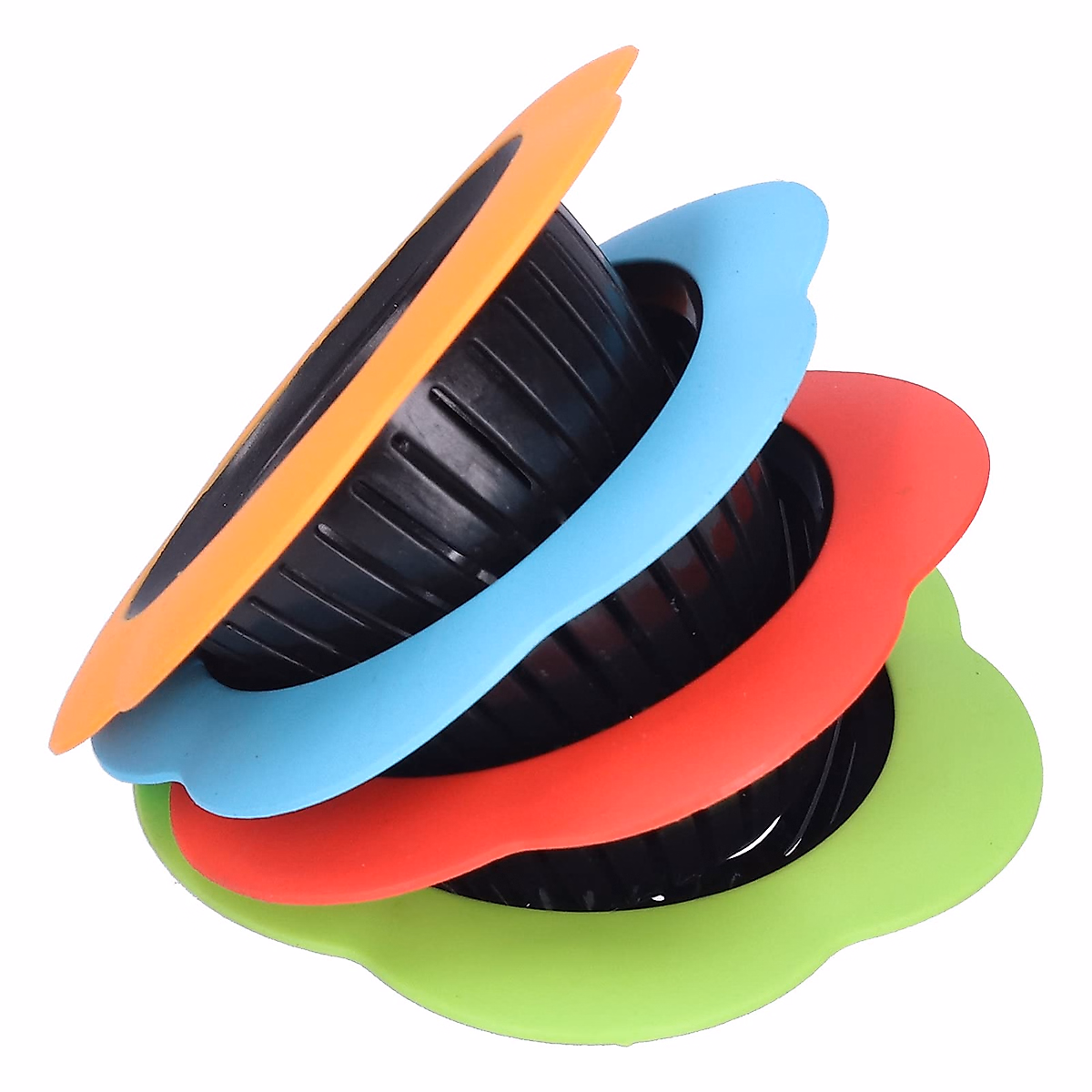 4Pcs Silicone Kitchen Sink Strainer, Hair Catcher Silicone Shower Drain Covers Kitchen Drain Filter Basket Pouring Strainers for Bathroom Bathtub and Kitchen, 4.4" Diameter