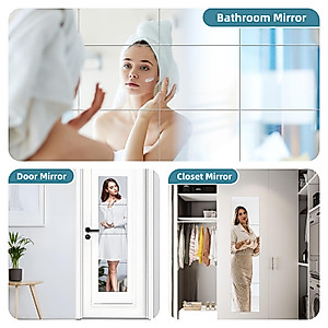 SHSYCER Full Length Acrylic Mirror Tiles 8 Pcs 12"x12", Toddler Mirror Unbreakable Non Glass Safety Frameless Preschool Mirrors for Classroom - Home Gym 12x12 Mirrors Squares for Closet Door Bedroom
