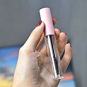 GTHER 10PCS 10ML Empty Mascara Tube Bottle with Eyelash Wand & Rubber Inserts & Funnels Set for Castor Oil/Eyelash Growth Oil, DIY Mascara Eyelash Cream Container with Cap, Matte Pink