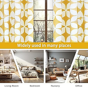 DriftAway Amelia Thermal Blackout Room Darkening Grommet Window Curtains Retro Geo Pattern Round Circle Star Print Set of 2 Panels Each 52 Inch by 84 Inch Yellow