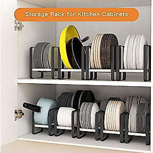 Akamino Large Plate Holders Organizer, Metal Dish Storage Dying Display Rack for Kitchen Cabinet Countertop - Non-Slip & Rustproof（White & Black）