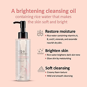 THE FACE SHOP Rice Water Bright Face Wash, Facial Cleanser for Sensitive, Normal & Oily Skin, Gentle Hydrating Daily Face Cleansing Oil, 5.0 Fl Oz (1 Pack)