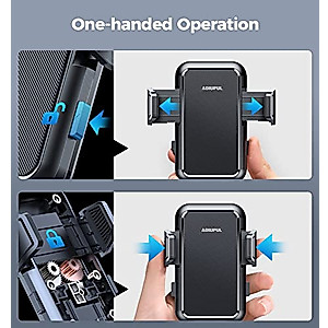 ADIUPUL Car Phone Holder Mount, Phone Mounts for Car (Bumpy Roads Friendly) 3 in 1 Universal Car Mount, Easy Clamp Hands Free Universal Fit for Dashboard Windshield Vent iPhone Samsung and More Phones