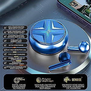 Wireless Earbuds Gaming Earbuds in Ear 5.3 Bluetooth Headphones Sport Ear Buds Bluetooth Earbuds Noise Cancelling Headphones Earphones Wireless Long Esports Cool Stuff Birthday Gifts (Blue)