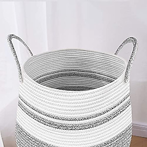 Large Laundry Hamper, Woven Rope Laundry Basket, 105L Blankets Storage Basket with Heavy Duty Handles for Clothes and Toys in Bedroom, Nursery Room, Bathroom