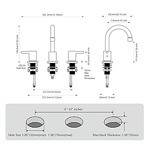 Widespread Bathroom Faucet Matte Black Two Handle Bathroom Faucets for Sink 3 Hole Modern Bathroom Sink Faucet with Supply Hose 360° Swivel Spout Bathroom Vanity Faucet Rv Lavatory Vessel Faucet1
