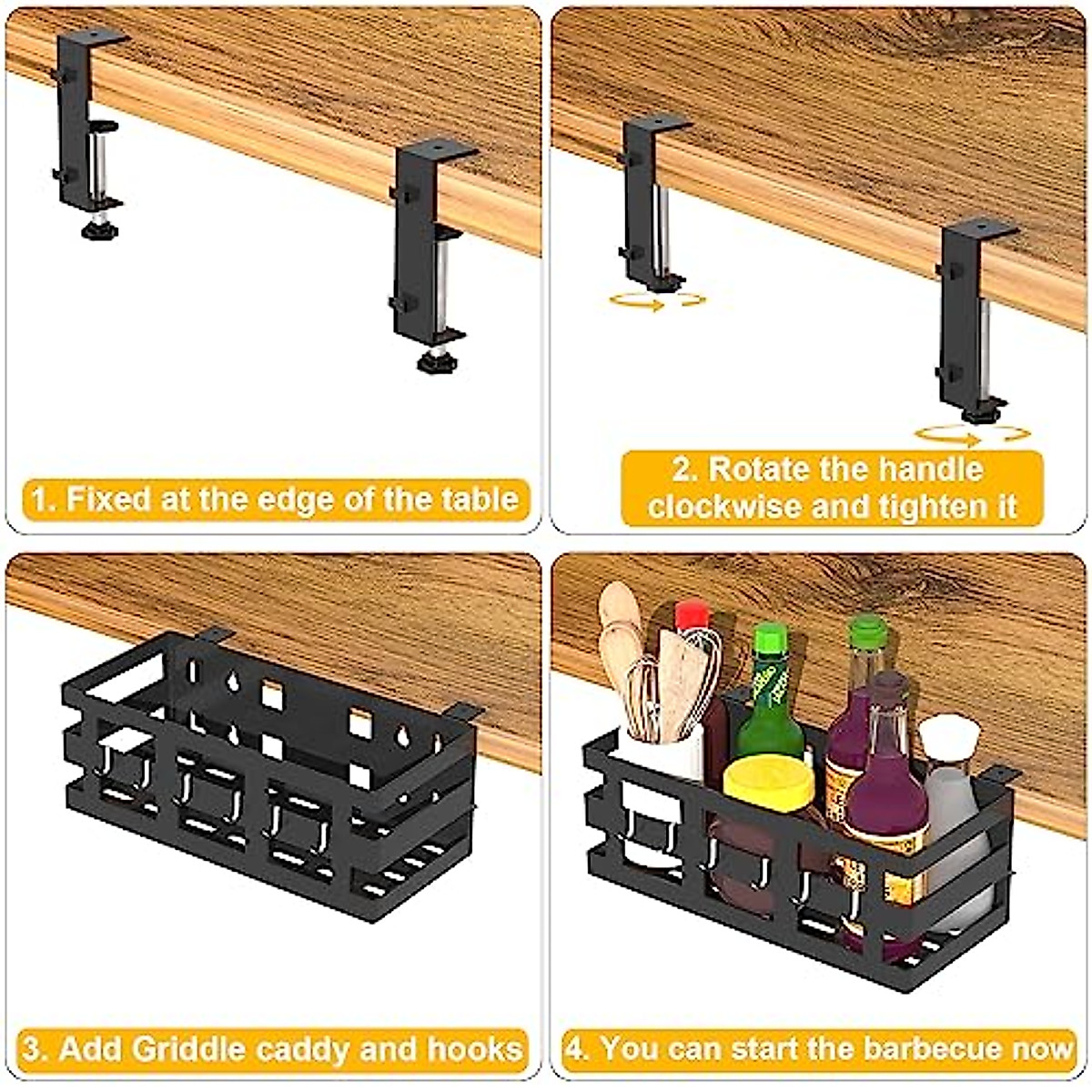 BMMXBI Upgraded Multifunctional Griddle Caddy Compatible with Blackstone 28"/36" Griddle and Prep Cart Accessories, Large Capacity BBQ Storage Box No Drilling, Durable and Easy to Install
