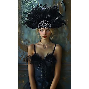 JEGERMIG Black Feather Sequin Headwear Carnival Headpiece Showgirl Cosplay Accessories for Women