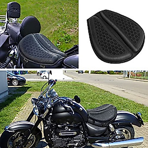 WDG Motorcycle Seat Cushion Pad 3D Honeycomb High Elasticity Gel Material Comfortable Breathable Shock Absorption for Long Rides Seat Cushion Motorcycle Accessories-Black