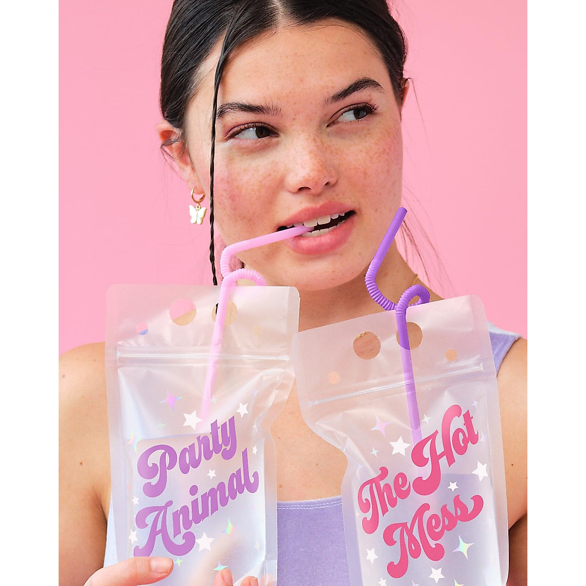 xo, Fetti Bachelorette Party Drink Pouches - 14 pcs | Bach Party Cups, Bridesmaid Names Decorations, Maid of Dishonor Favors, Wife of the Party