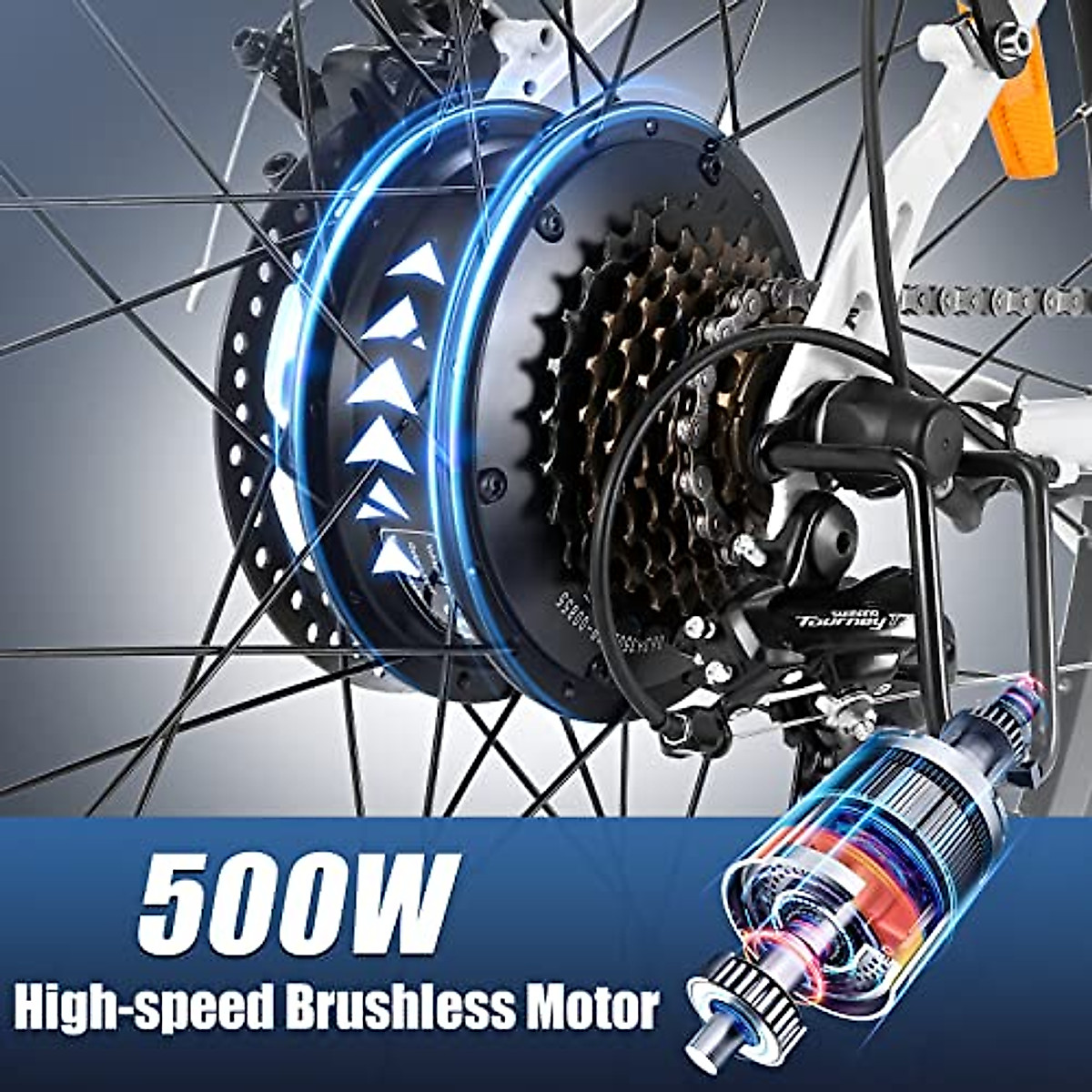 Vivi Electric Bike, 26/20 Inch Electric Bicycle for Adults, 500W E-Bike with 48V Removable Battery, 7 Speed Electric Commuter Cruiser Bike 20MPH & 50 Mile Adult Electric Bikes City Women