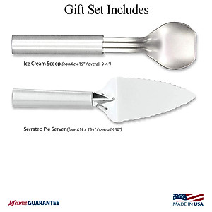 Rada Cutlery Pie Server and Ice Cream Scoop – Pie A ’La Mode Gift Set With Aluminum Handles Made in the USA