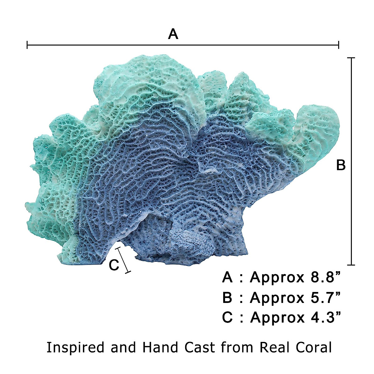 ALIWINER Blue Faux Coral Reef Statue - Resin Sea Coral Sculpture for Tabletop, Home, Living Room - Coastal Beach Decor