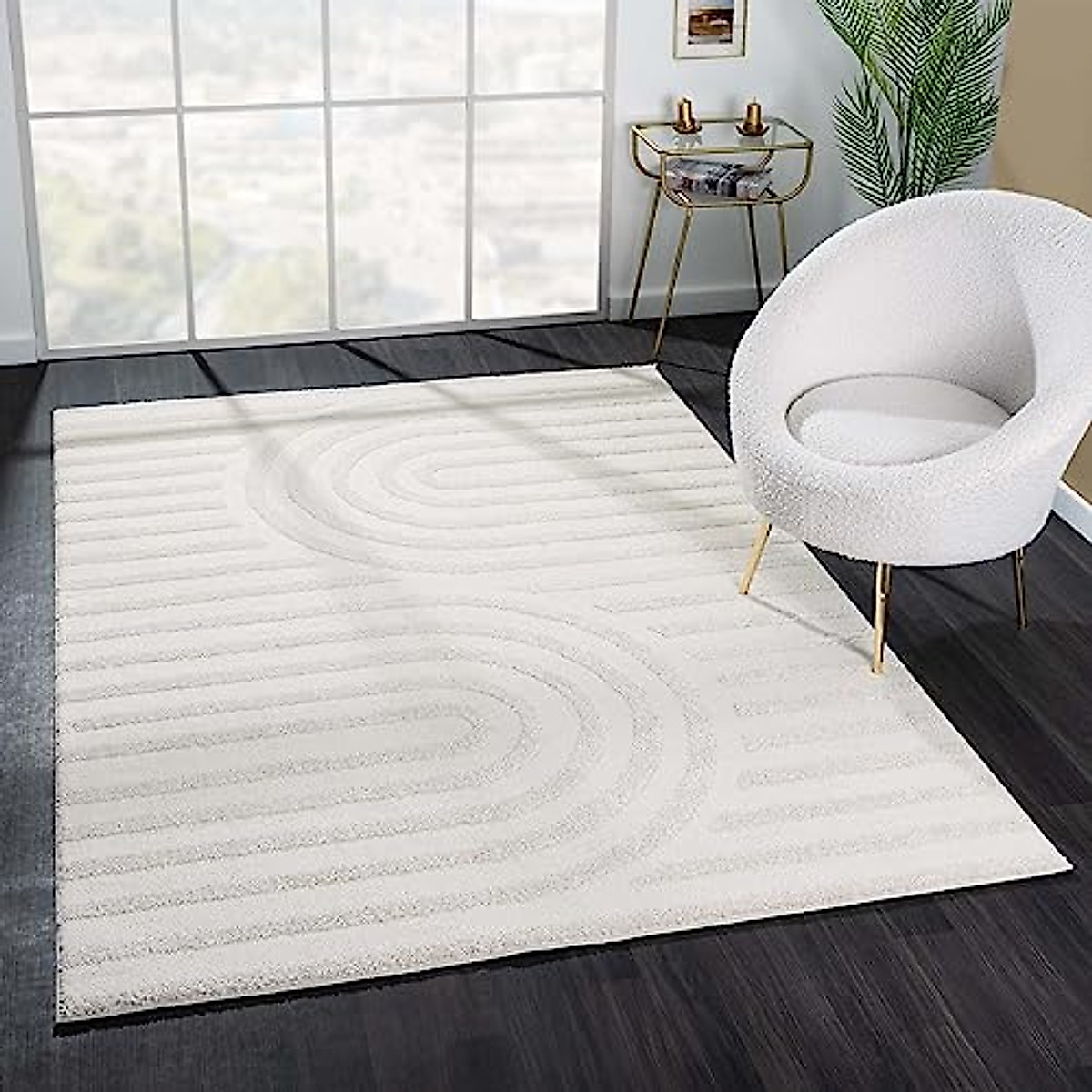 LUXE WEAVERS Modern Geometric Cream 8x10 Area Rug