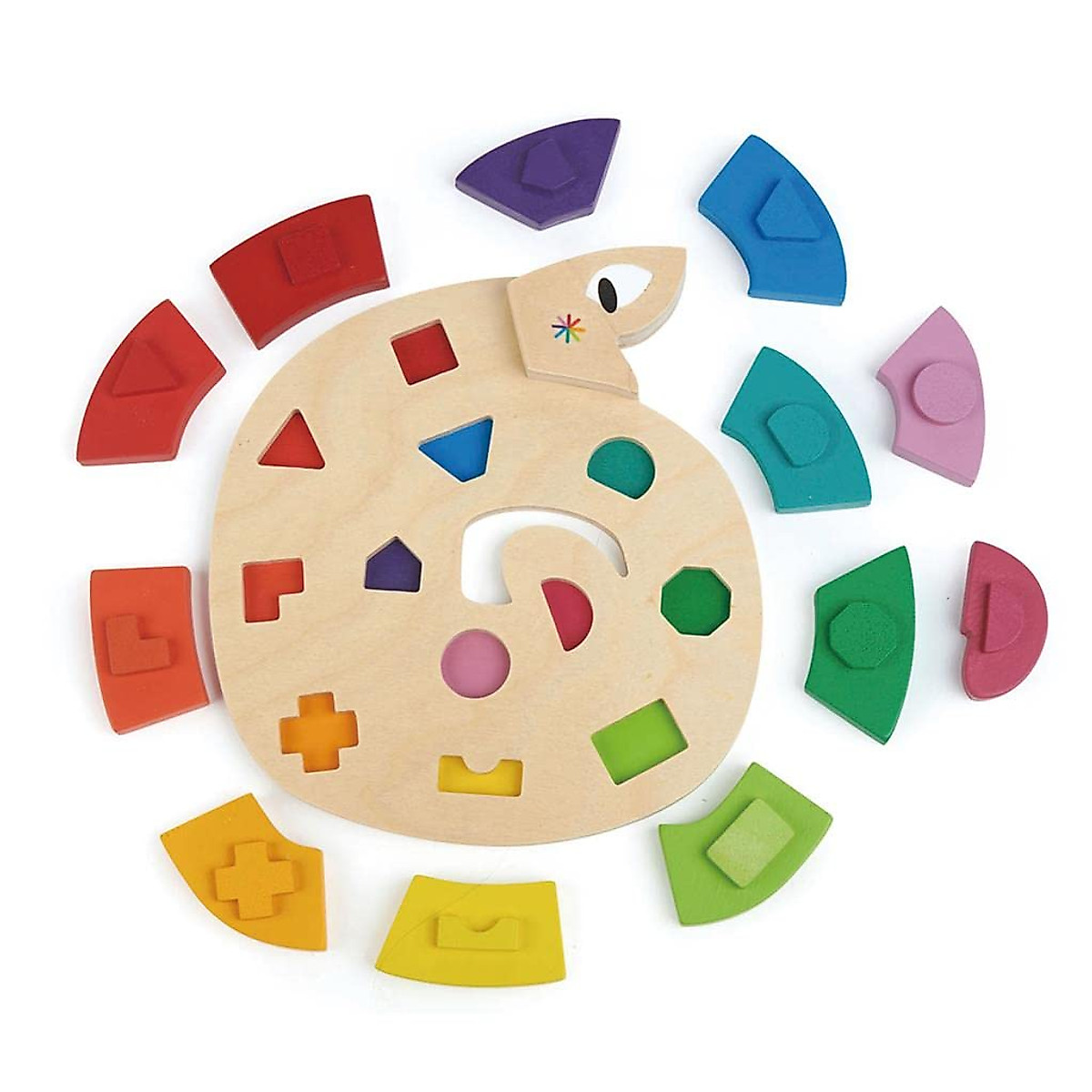 Tender Leaf Toys - Colour Me Happy - 13 Pieces Educational Colour Sorting Wooden Puzzle Toy with 3 Dimensional Shapes Underneath - Early Learning and Preschool Teaching Materials for Children 2+