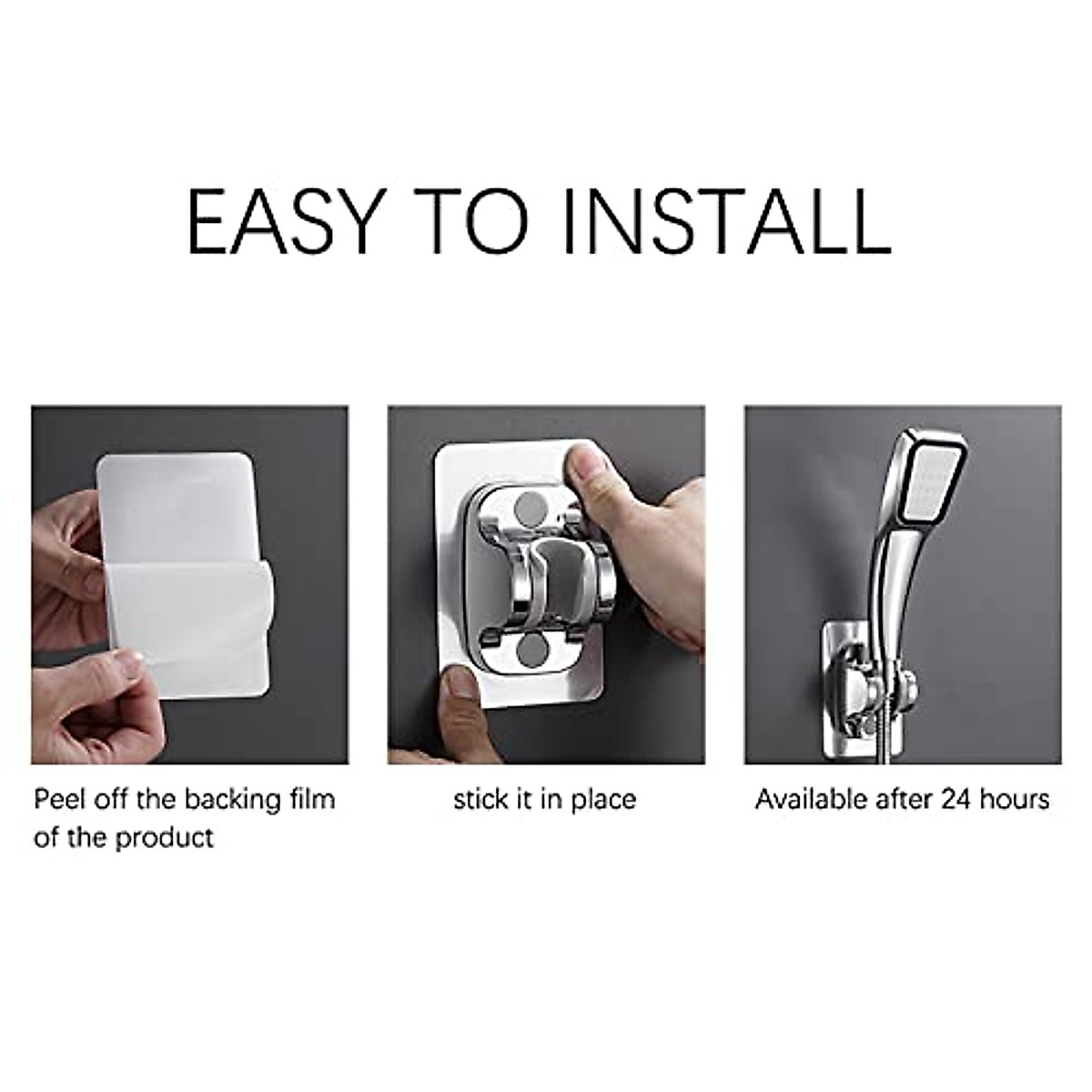 Large Wall Mount Strong Adhesive Waterproof Handheld Shower Holder Shower Head Holder for RV Shower Kids Shower Bathroom Shower Bathroom Organizer (As Shows, One Size)