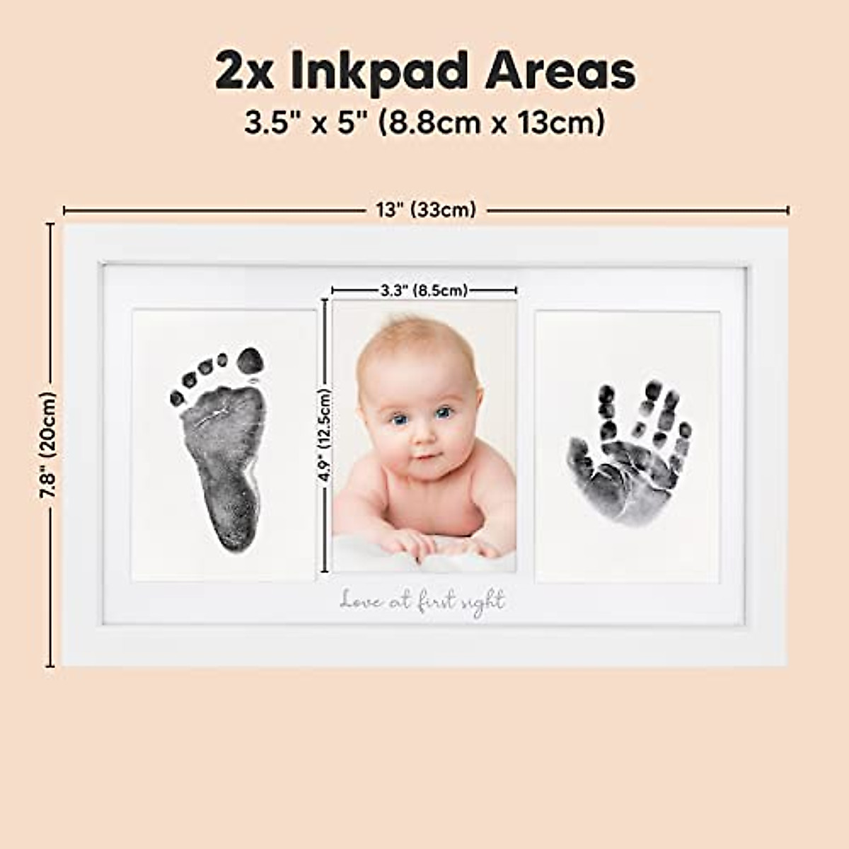 Inkless Baby Hand And Footprint Kit - Ink Pad for Baby Hand and Footprints,Dog Paw Print Kit,Dog Nose Print Kit,Clean Touch Newborn Print Kit,Baby Registry,Baby Shower Gifts,Girls,Boys (Alpine White)