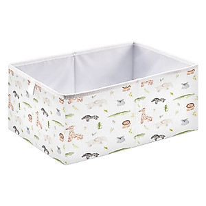 Kigai Safari Animals Rectangular Storage Bins - 16x11x7 In Large Foldable Storage Basket Fabric Storage Baskes Organizer for Toys, Books, Shelves, Closet, Home Decor