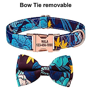 Personalized Dog Collars with Bowtie for Female Dogs,Cute Custom Dog Collar for Girl Dog Engraved with Name and Phone Number for Puppy Small Medium Large Dogs