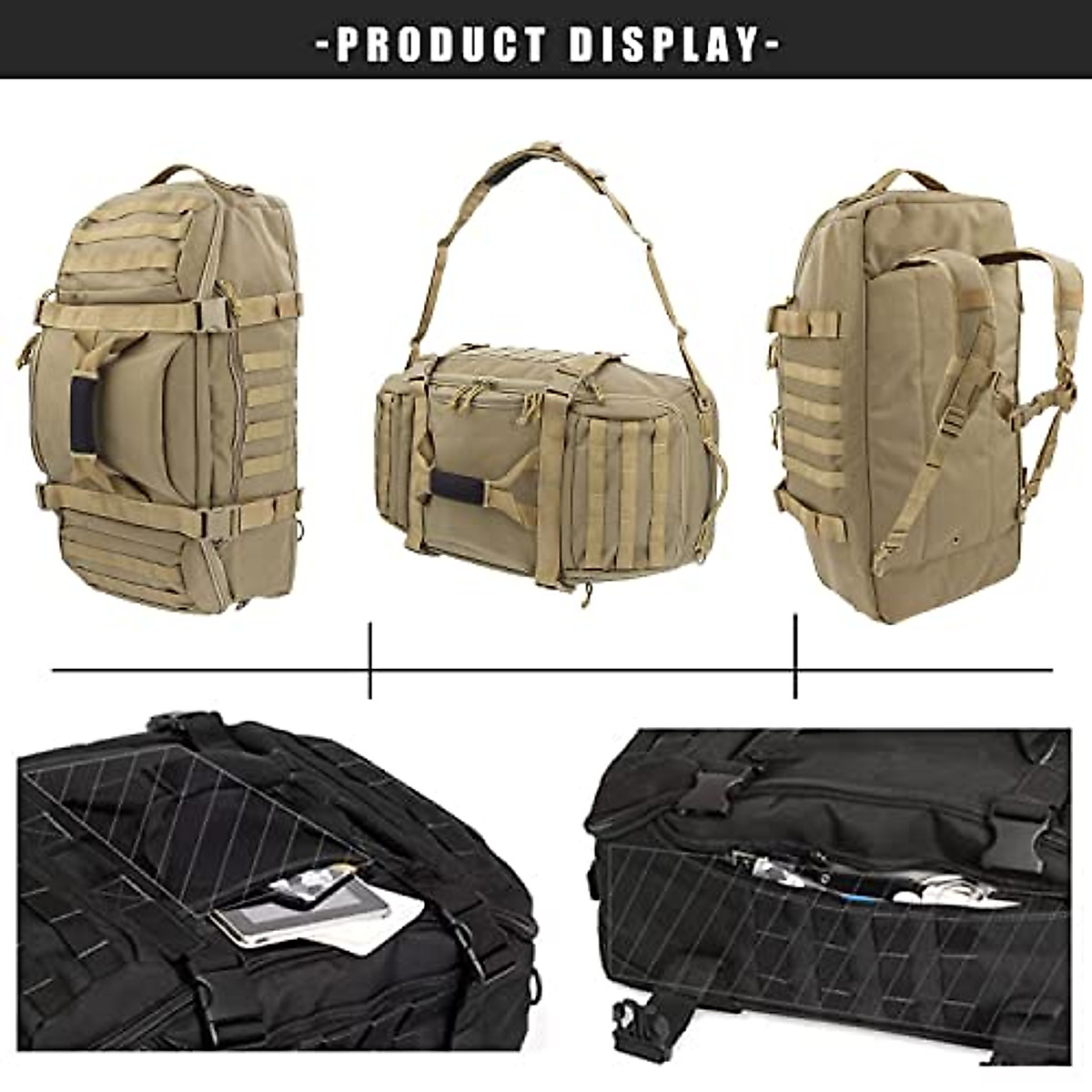 WolfWarriorX Gym Bag Duffle Bags Backpack Travel Weekender Bag for Men Women Workout Bag for Military,Sports,Overnight,Basketball,Tactical,Football Waterproof & Tear Resistant Coyote 45L
