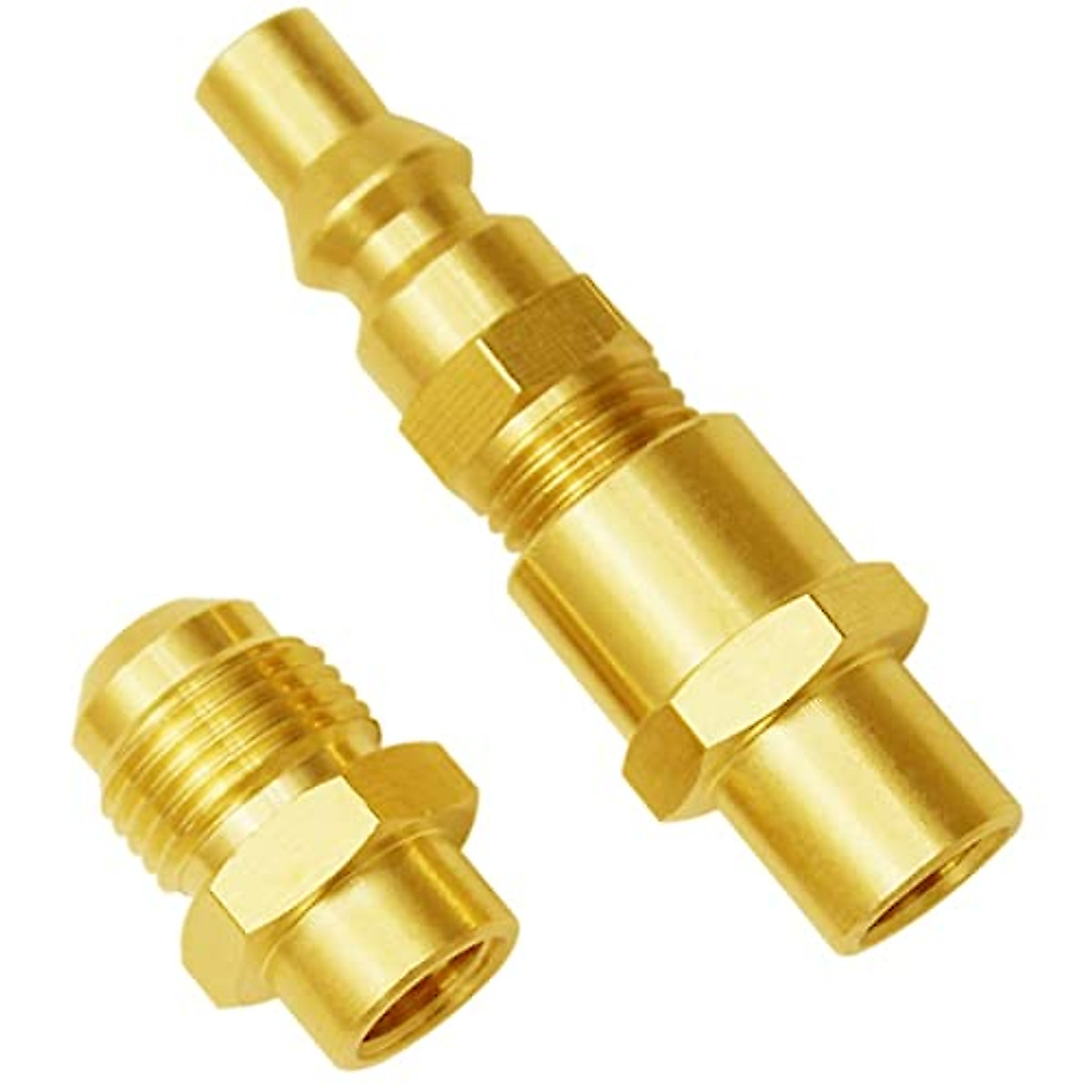 Joywayus Brass 1/8" NPT Female x 1/4" Propane Quick Connect Disconnect Conversion Plug Kit & 1/8" NPT Female x 3/8" Flare Male Adapter Fitting