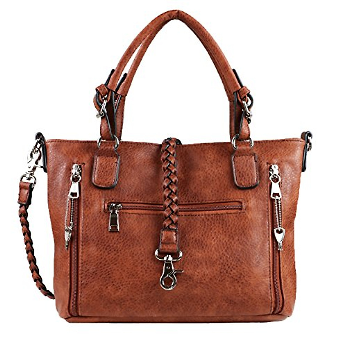 Lady Conceal Concealed Carry Purse - YKK Locking Ella Braided Concealed Weapon Tote (Mahogany)