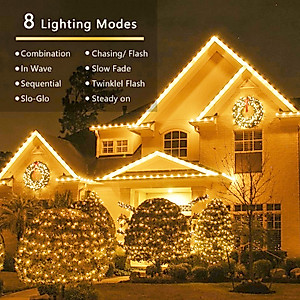 TIANG Solar String Lights, 2 Pack X 200LED 72ft Total 400LED 8 Modes Warm White Solar String Outdoor Lights, Waterproof Solar Ball Fairy Lights for Garden, Patio, Wedding, Xmas Tree, Outdoor Decor