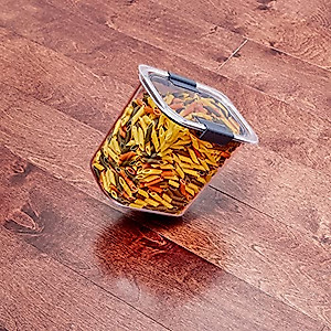 Rubbermaid 9-Piece Brilliance Food Storage Containers for Pantry with Lids and Scoops for Flour, Sugar, and Pasta, Dishwasher Safe, Clear/Grey